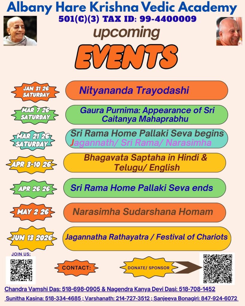 Ongoing Events - Albany Hare Krishna Vedic Academy